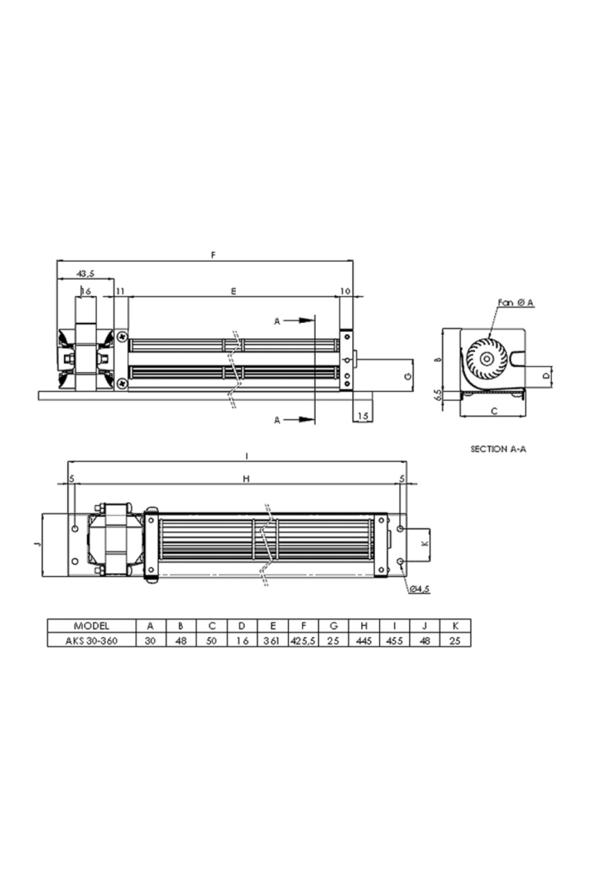 Aircol AKS 30-360 AC Monofaze 30mm Tanjansiyel Radyal Fan 21W 90m3/h
