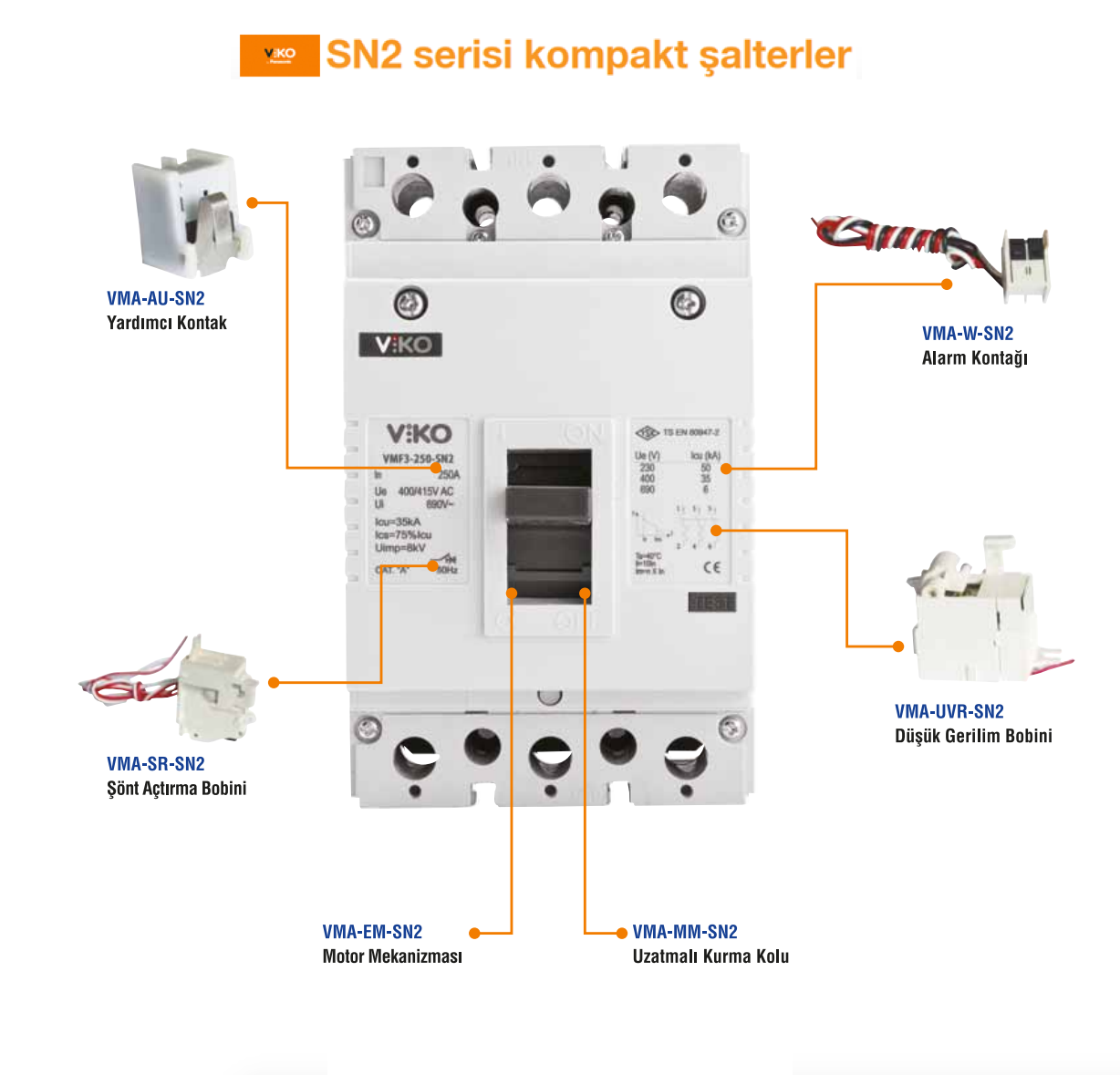 Viko 3x50 35kA 3 Kutuplu Kompakt Şalter VMF2-50-SN2